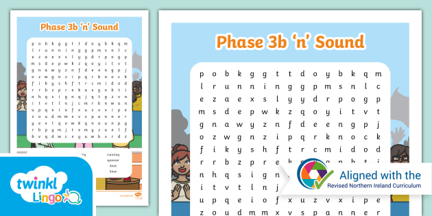 Northern Ireland Linguistic Phonics 3b 'n' Sound Word Search