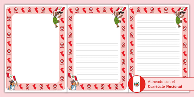 Papel De Escribir Con El Borde Del Mundo Como Banderas.