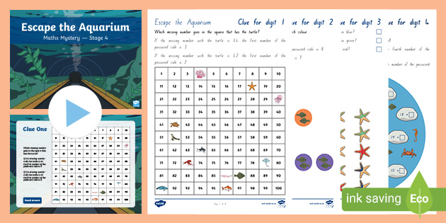 Escape the Aquarium Maths Game (teacher made)