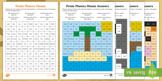 Pirates Phase 5 Phonics Mosaic Worksheets (teacher made)
