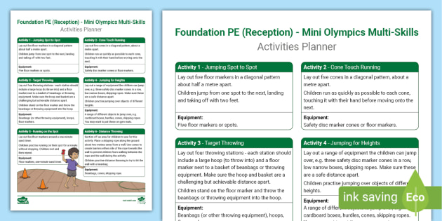 Kindergarten PE Mini Olympics Multi-Skills Activities Planner