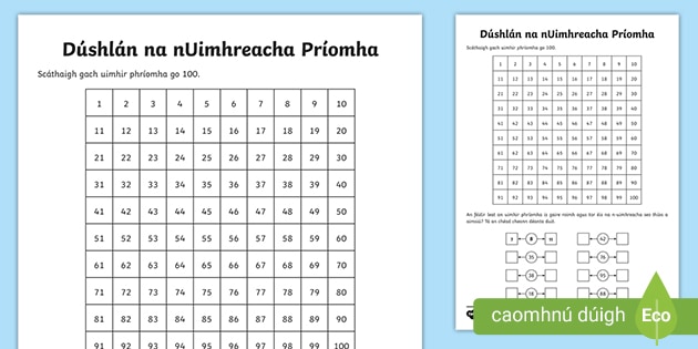 Prime Numbers Challenge Gaeilge (teacher made)
