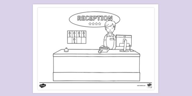 FREE! - Receptionist Behind Desk Colouring Sheet | Colouring Sheets