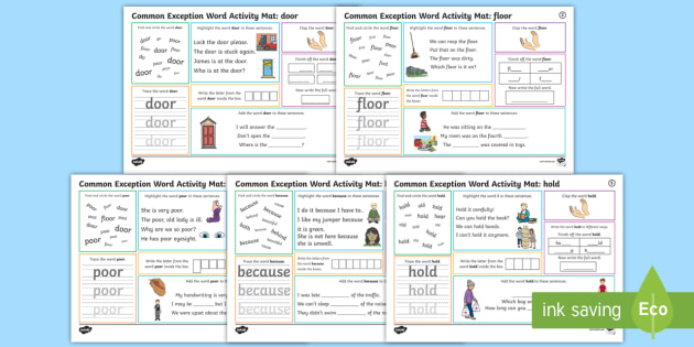 FREE! - Year 2 Common Exception Word Activity Mat Pack 1