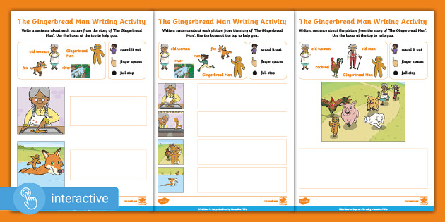Interactive PDF: The Gingerbread Man Early Writing Activities