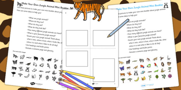 Make Your Own Jungle Animal Mini Booklet - jungle, animals, books