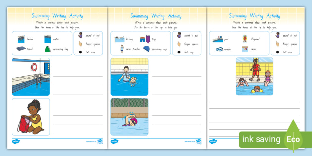 Swimming Early Writing Activities (teacher made)