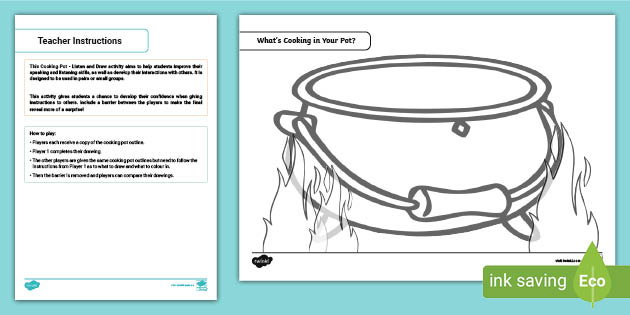 Cooking Pot - Listen and Draw (teacher made)