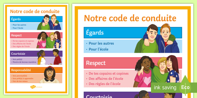 Code of Conduct A4 Display Poster French