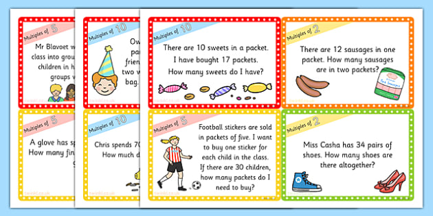 Multiples Of 2 5 And 10 Word Problem Challenge Cards Maths