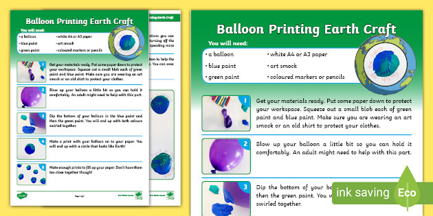 FREE! - Balloon Printing Earth Craft (teacher made)