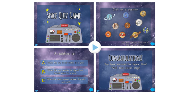 Space Quiz Multiple Choice Game PowerPoint (teacher made)