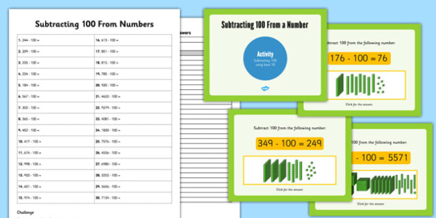 Subtracting 100 Lessons 3 and 4 Teaching Pack (teacher made)