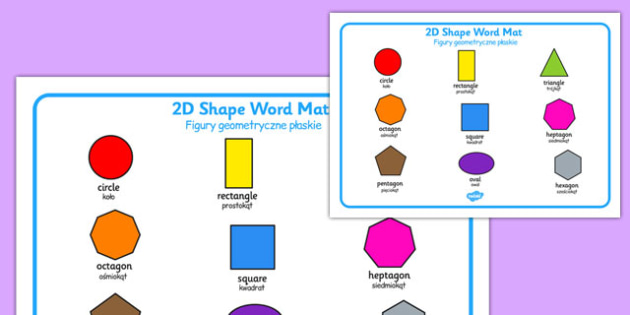 2D Shape Word Mat Polish Translation
