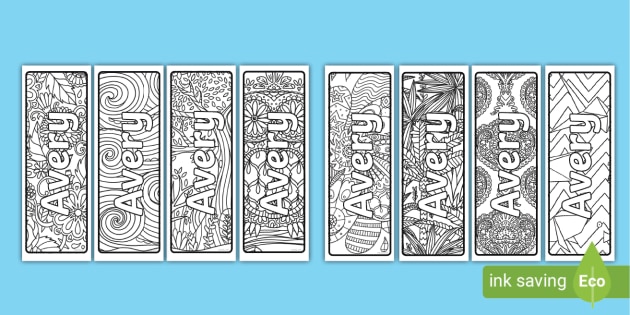 Avery Bookmark Template Printable Avery Name Simple Colouring
