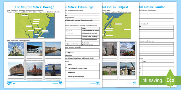 KS2 UK Capital Cities Differentiated Worksheets