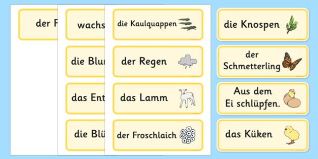 Spring Word Cards German