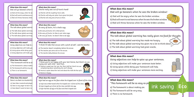 Food Idioms Multiple Choice Cards Set 3 (teacher made)