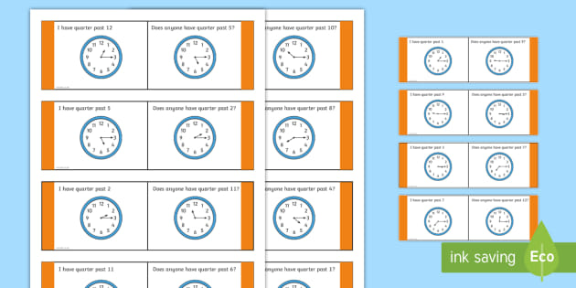 Time - Quarter Past Loop Cards (teacher made)