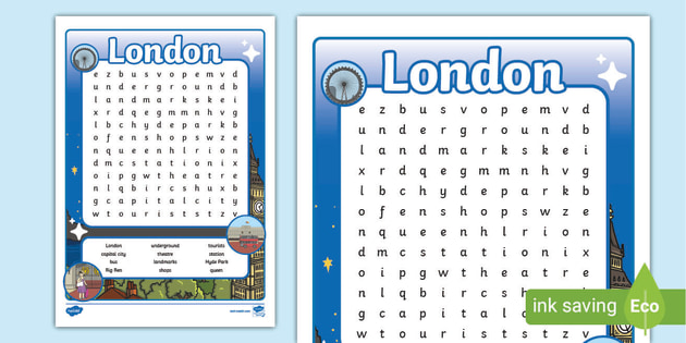 Lovely London Wordsearch (teacher made)