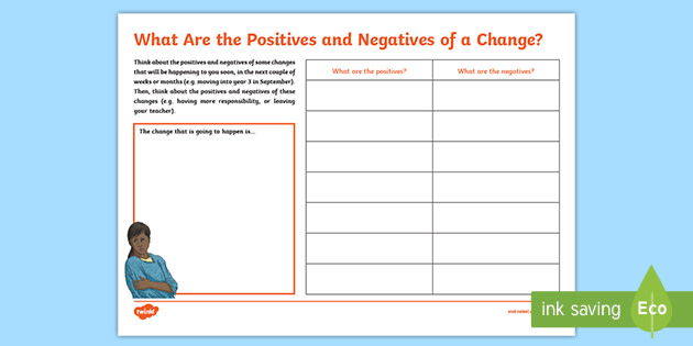 What Are the Positives and Negatives of a Change? Worksheet