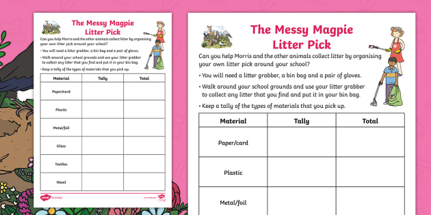 The Messy Magpie Litter Pick Tally Chart Activity