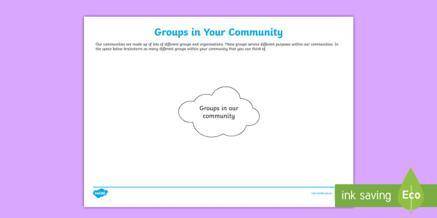 Groups in Your Community Worksheet