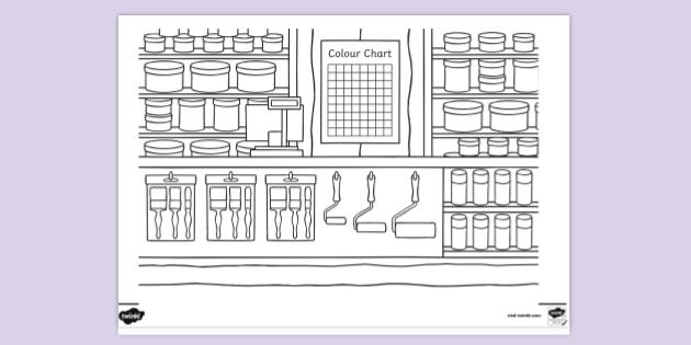 Background Paint Shop Colouring Sheet