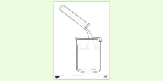 Test Tube Pouring Into Beaker Colouring Sheet | Colouring