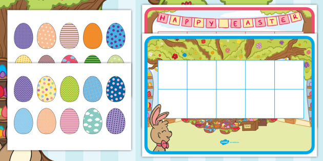 Easter Ten Frame A3 and Easter Egg Counters Resource Pack