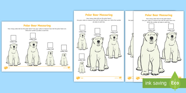 Polar Bear Measuring in Cubes Differentiated Worksheet / Worksheets