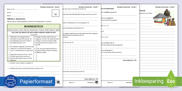 Basislyn Assessering Graad 7 Afrikaans EAT (teacher made)