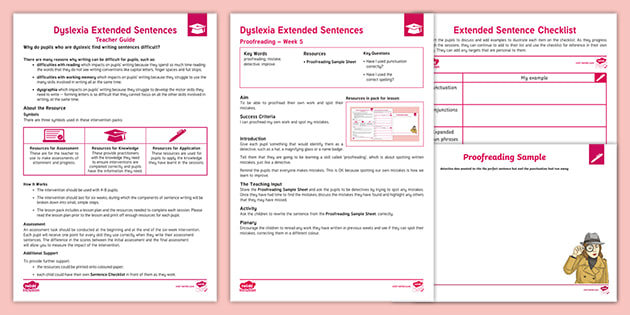 Pack Five Dyslexia Extended Sentences: Proofreading Activity Pack