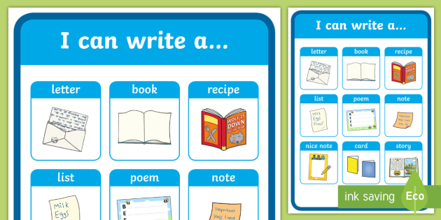 I Can Write A Display Poster (teacher made)