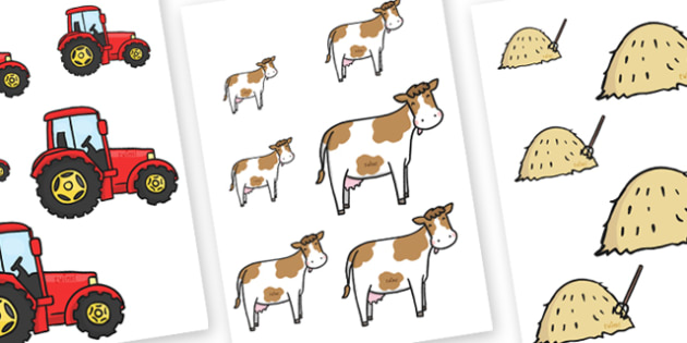 Farm Themed Size Ordering Cut-Outs (teacher made)
