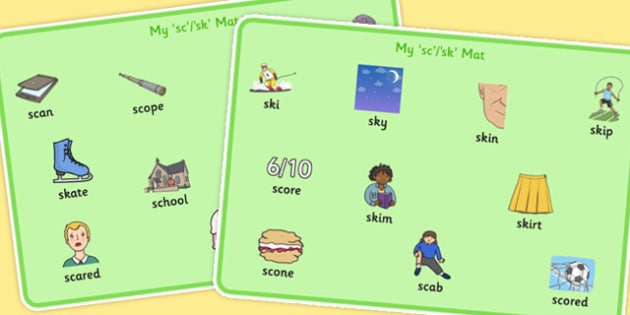 SC, SK Word Mats - sc, sk, sound, word mats, word, mats, syllable