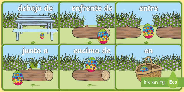 Easter Egg Positional Language Display Posters - Spanish
