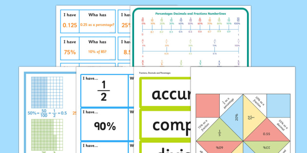 Fractions, Decimals and Percentages Resource Pack