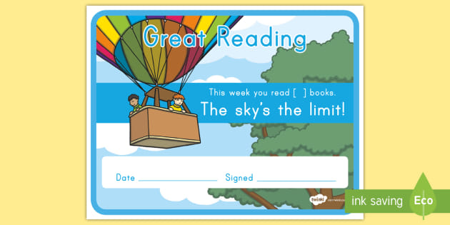 Editable Balloons Reading Certificate (teacher made)
