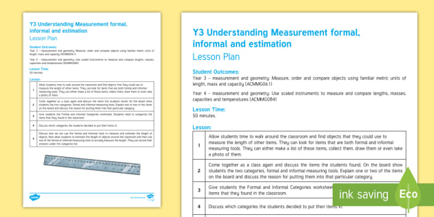 Year 3 Understanding Measurement formal, informal and estimation Lesson ...