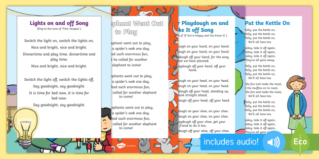 On and off Concept Songs and Rhymes Resource Pack