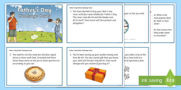 3-4 Father's Day Maths Challenge Cards (Teacher-Made)