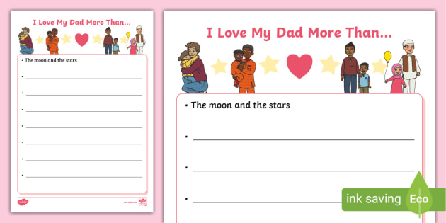 I Love My Dad More Than… List Writing Activity