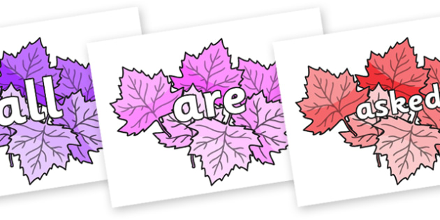 FREE! - Tricky Words on Autumn Leaves (Multicolour) - Tricky words, DfES