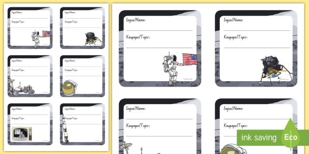 Moon Landing-Themed Book Labels (teacher made)