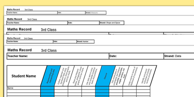 3rd Class Maths Record Spreadsheet