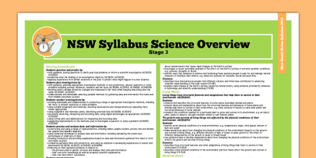 FREE! - NSW Stage 3 Science Syllabus Overview (Teacher-Made)