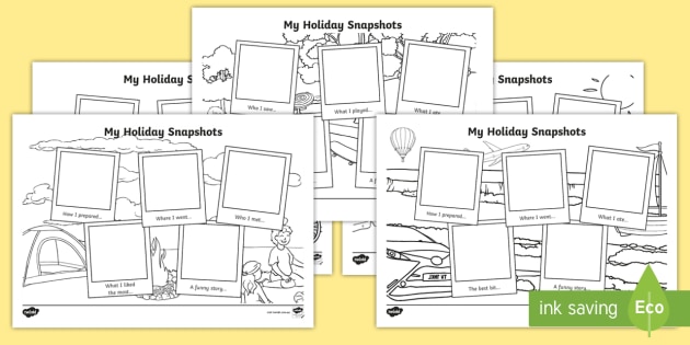 FREE! - My Holiday Snapshot - Themed Writing Frame Pack - Non-Fiction