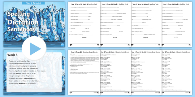 Year 3 Term 3A Spelling Dictation Sentences Activity Pack