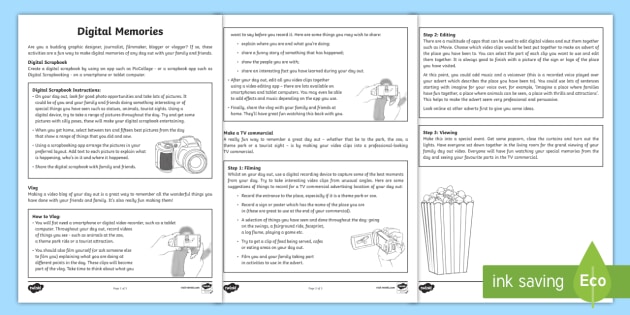Digital Memories Home Learning Tasks (teacher made)